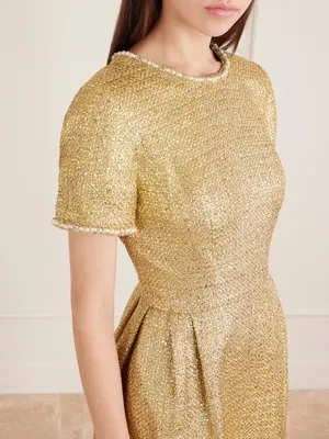 Carolina Herrera Embellished Tweed Mini Dress