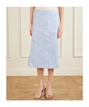 Tory Burch Floral Jacquard Metallic Midi Skirt