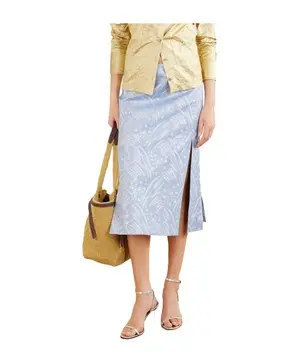 Tory Burch Floral Jacquard Metallic Midi Skirt