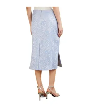 Tory Burch Floral Jacquard Metallic Midi Skirt