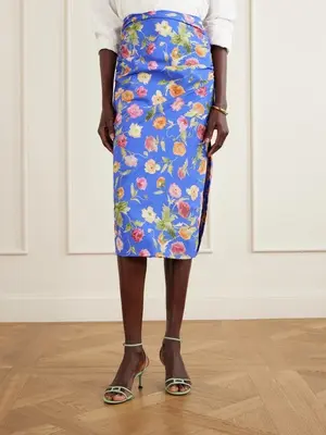 Carolina Herrera Pleated Printed Midi Skirt