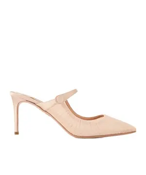 AQUAZZURA Pleated Satin-trimmed Tulle Mules - No