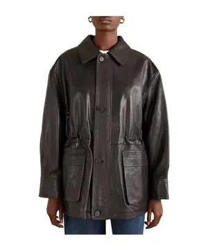 ARMA Solid Color Leather Jacket