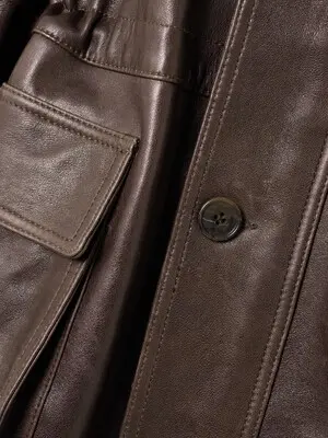 ARMA Leather Utility Jacket With Pointed Collar - Black