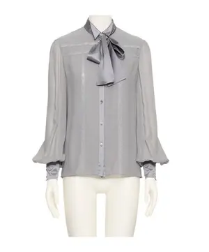 Valentino Garavani Long Sleeve Bow Collar Blouse