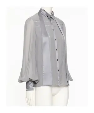 Valentino Garavani Long Sleeve Bow Collar Blouse