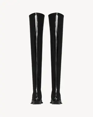 Saint Laurent Romeo Cuissardes En Cuir Verni Et Vinyle