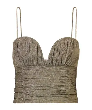 Ulla Johnson Cropped Metallic Taffeta Tank - No