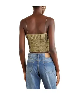 Ulla Johnson Cropped Metallic Taffeta Tank