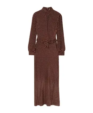 Alessandra Rich Polka Dot Print High-neck Midi Dress