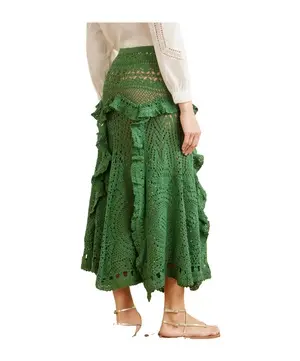 Ulla Johnson Ruffled Crocheted Cotton Midi Skirt