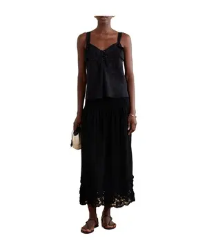 Ulla Johnson Crochet Trim Midi Skirt