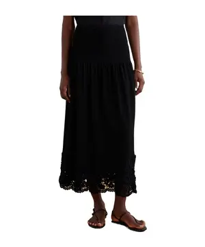 Ulla Johnson Crochet Trim Midi Skirt