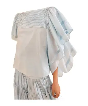 Ulla Johnson Blue Cotton Short Sleeve Top