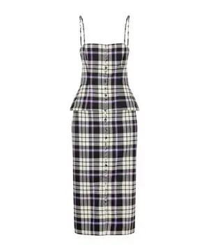 Carolina Herrera Checked Wool-blend Midi Dress