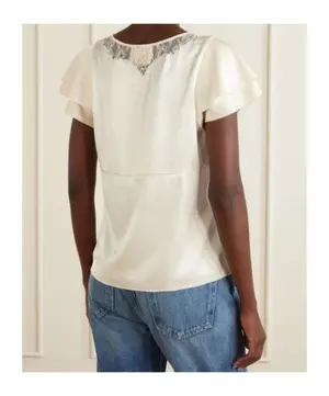 Citizens Of Humanity Lola Flutter Lace-trimmed Satin Blouse - Cream