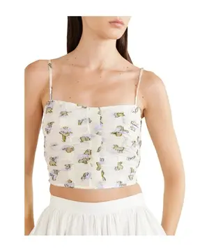Ulla Johnson Fil Coupé-trimmed Mulberry Silk-blend Organza Bustier Top