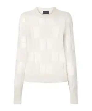 HAIKURE Paul Checked Mesh-trimmed Knitted Sweater - White