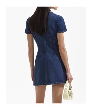 SELF-PORTRAIT Denim Collared Mini Dress