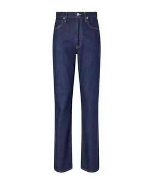 SLVRLAKE High Waist Straight Leg Jeans In Unwashed Raw Indigo