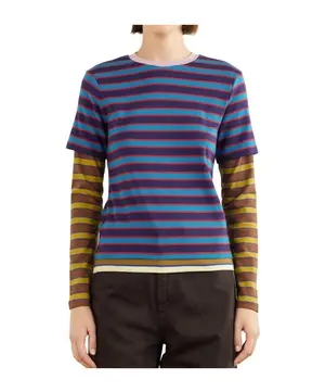 Staud Striped Cotton-jersey T-shirt