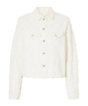 HAIKURE Cherry Frayed Denim Jacket - White