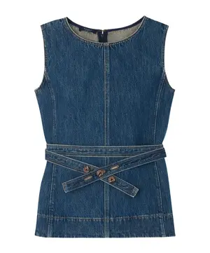 Soeur Denim Top With Belted Waist
