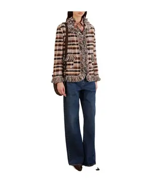 Etro Fringed Checked Tweed Jacket