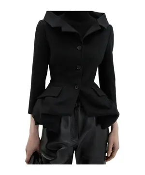 Magda Butrym Cotton Blazer With Rose Peplum