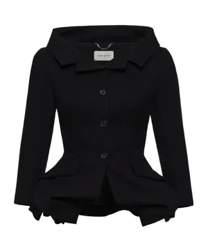 Magda Butrym Cotton Blazer With Rose Peplum Detail