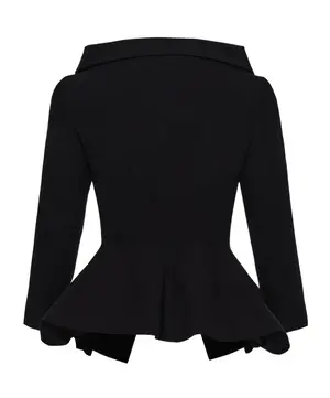 Magda Butrym Cotton Blazer With Rose Peplum Detail