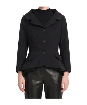 Magda Butrym Cotton Blazer With Rose Peplum Detail