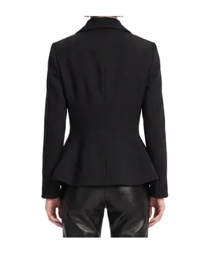Magda Butrym Cotton Blazer With Rose Peplum Detail