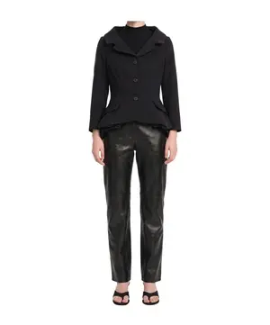 Magda Butrym Cotton Blazer With Rose Peplum Detail