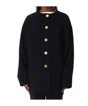 Alberta Ferretti Long-sleeved Coat With Round Neck And Front Button Fastening