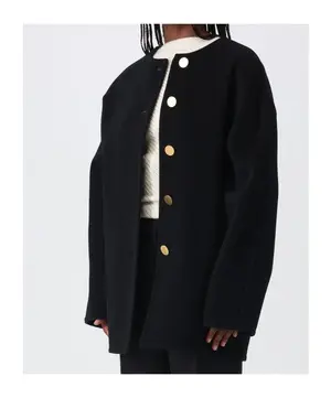 Alberta Ferretti Long-sleeved Coat With Round Neck And Front Button Fastening