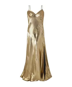SELF-PORTRAIT Metallic Maxi Slip Dress