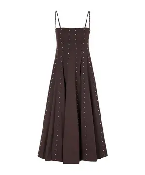 Staud Embellished Paneled Cotton-blend Poplin Midi Dress