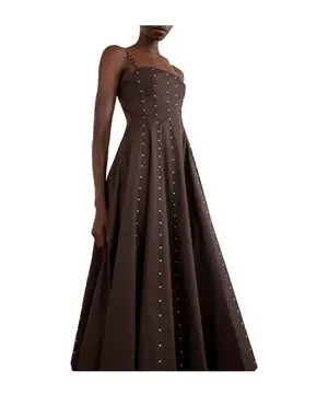 Staud Embellished Paneled Cotton-blend Poplin Midi Dress