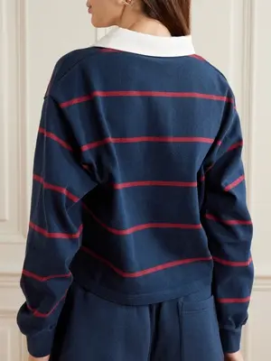SPORTY  RICH Embroidered Striped Polo Shirt