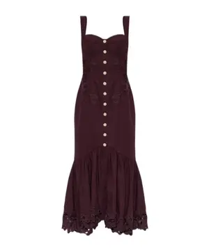 SELF-PORTRAIT Floral-lace Ruffled Midi Dress