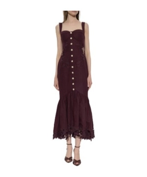 SELF-PORTRAIT Floral-lace Ruffled Midi Dress