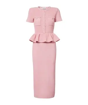 SELF-PORTRAIT Draped Knit Midi Dress