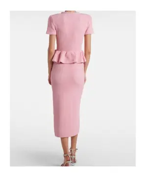 SELF-PORTRAIT Draped Knit Midi Dress