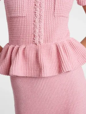 SELF-PORTRAIT Draped Knit Midi Dress