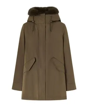 YVES SALOMON Long Length Parka With Fur Trimmed Hood