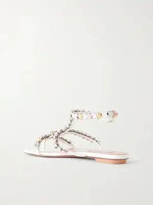 AQUAZZURA Mystic Stone Embellished Leather Gladiator Sandals
