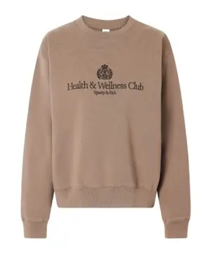 SPORTY  RICH Sporty & Rich Logo Embroidered Cotton-jersey Sweatshirt - Sand