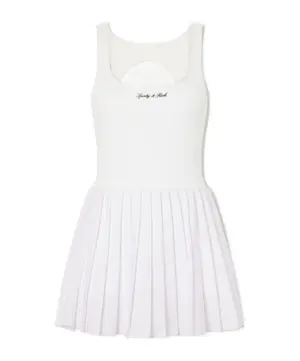 SPORTY  RICH Sporty & Rich Open-back Pleated Stretch-jersey Tennis Dress - White
