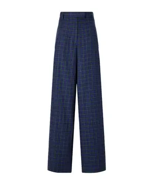 Dries Van Noten Graphic Checked Wide-leg Cotton Pants
